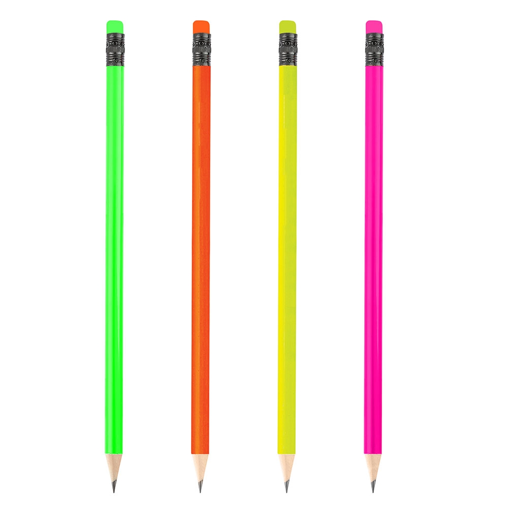 Round Colored Lead Pencil with Eraser Color Red